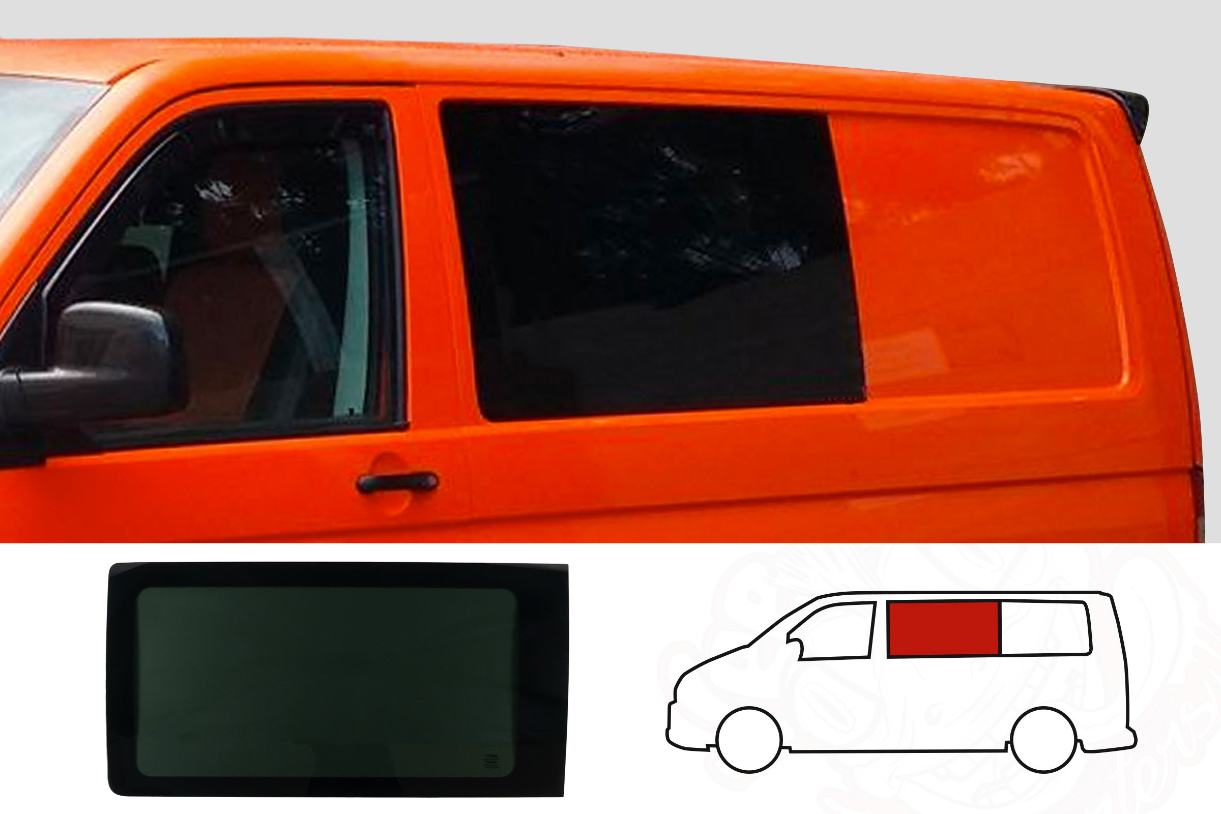 VW T5 Tinted N/Side Front Fixed Window - Vee Dub Transporters