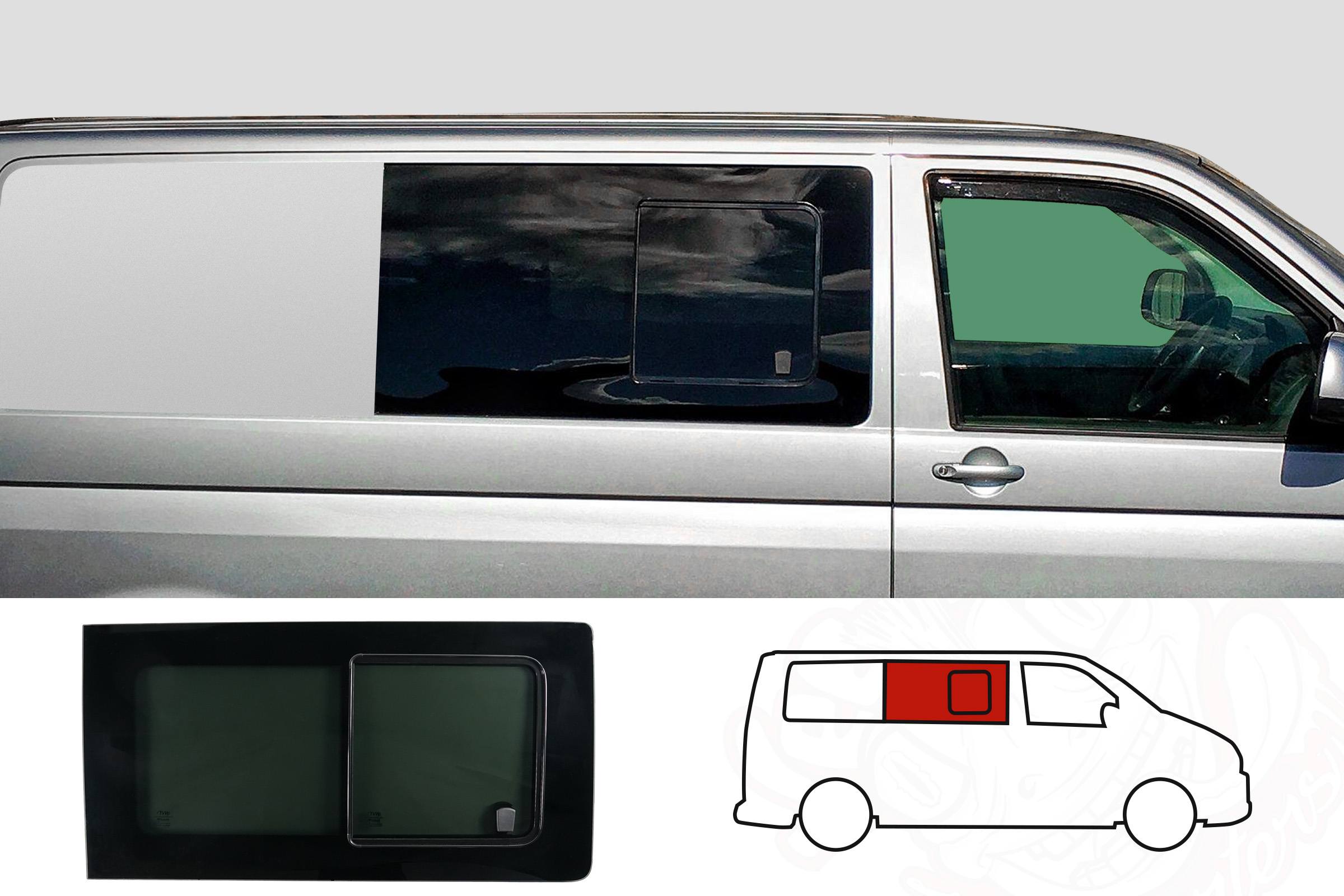 VW T5.1 Tinted O/Side Opening Window - Vee Dub Transporters