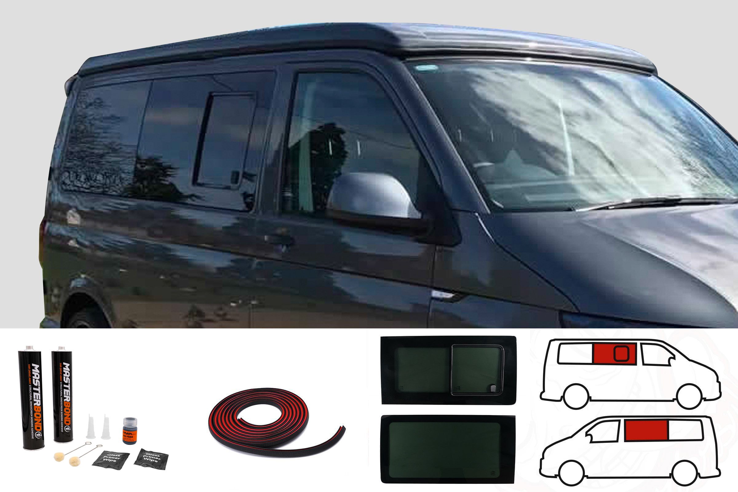 VW T6/T6.1 N/S Fixed & O/S Front Opening Window Package - Vee Dub