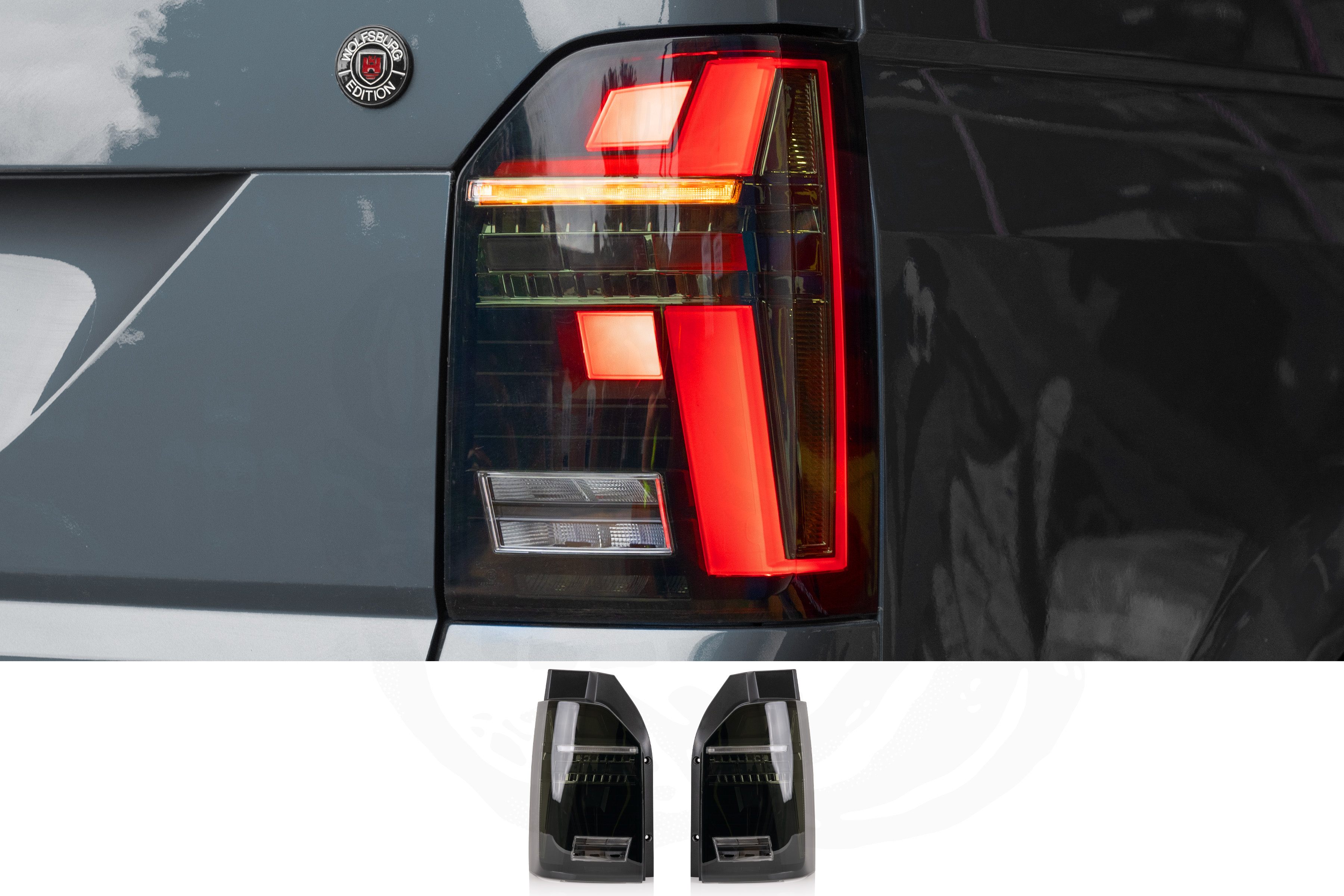VW T6 Smoked LED Rear Lights With Dynamic Indicator